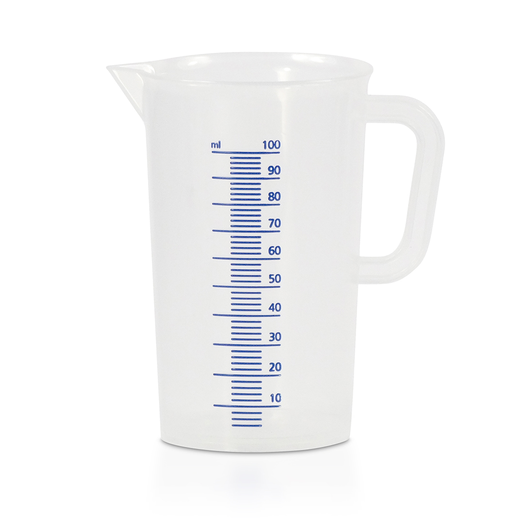 Merilni vrč z izlivom in vtisnjeno merilno skalo, 100 ml | BARJANS d.o.o.