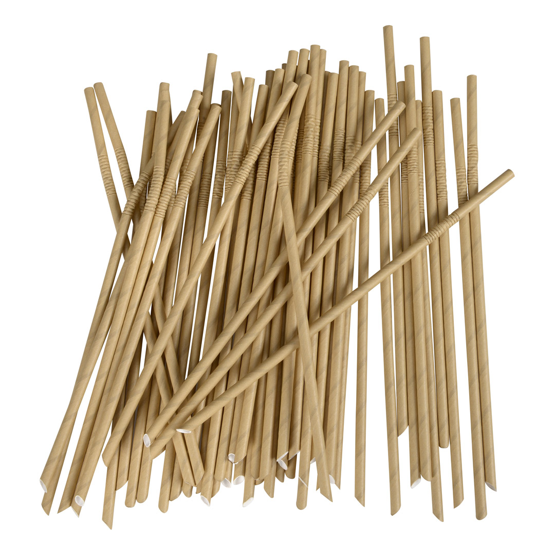 Slamice, pregibne, 24 cm, fi 6 mm, natur, EKO, papirnate, 250 kos/pak ...