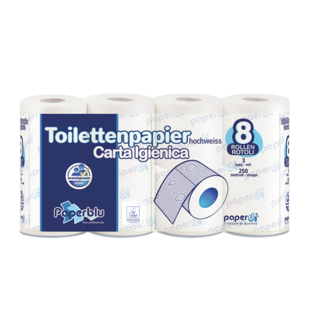 Toaletni papir ROLICE, 3-slojne, PAPERBLU, 8 rol/pak | BARJANS d.o.o.